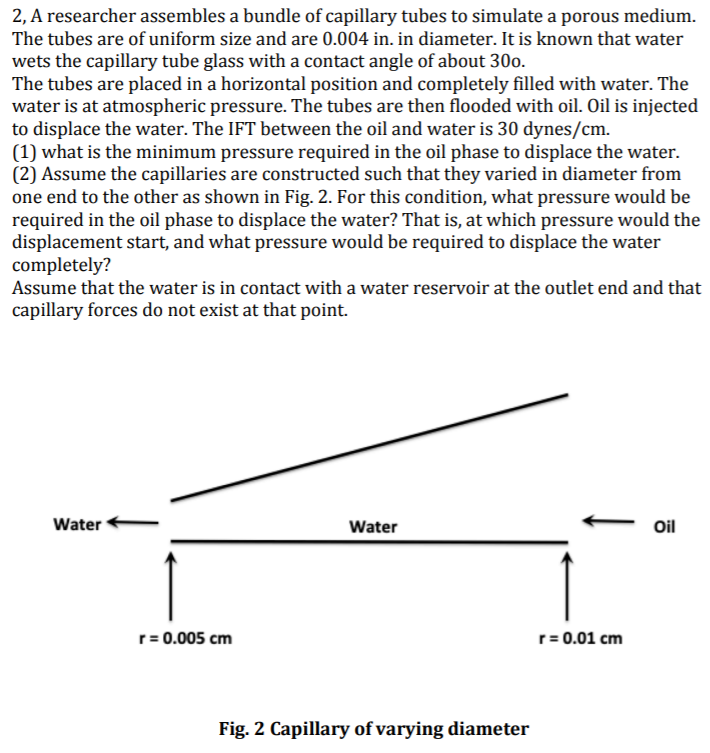 2, A researcher assembles a bundle of capillary tubes | Chegg.com