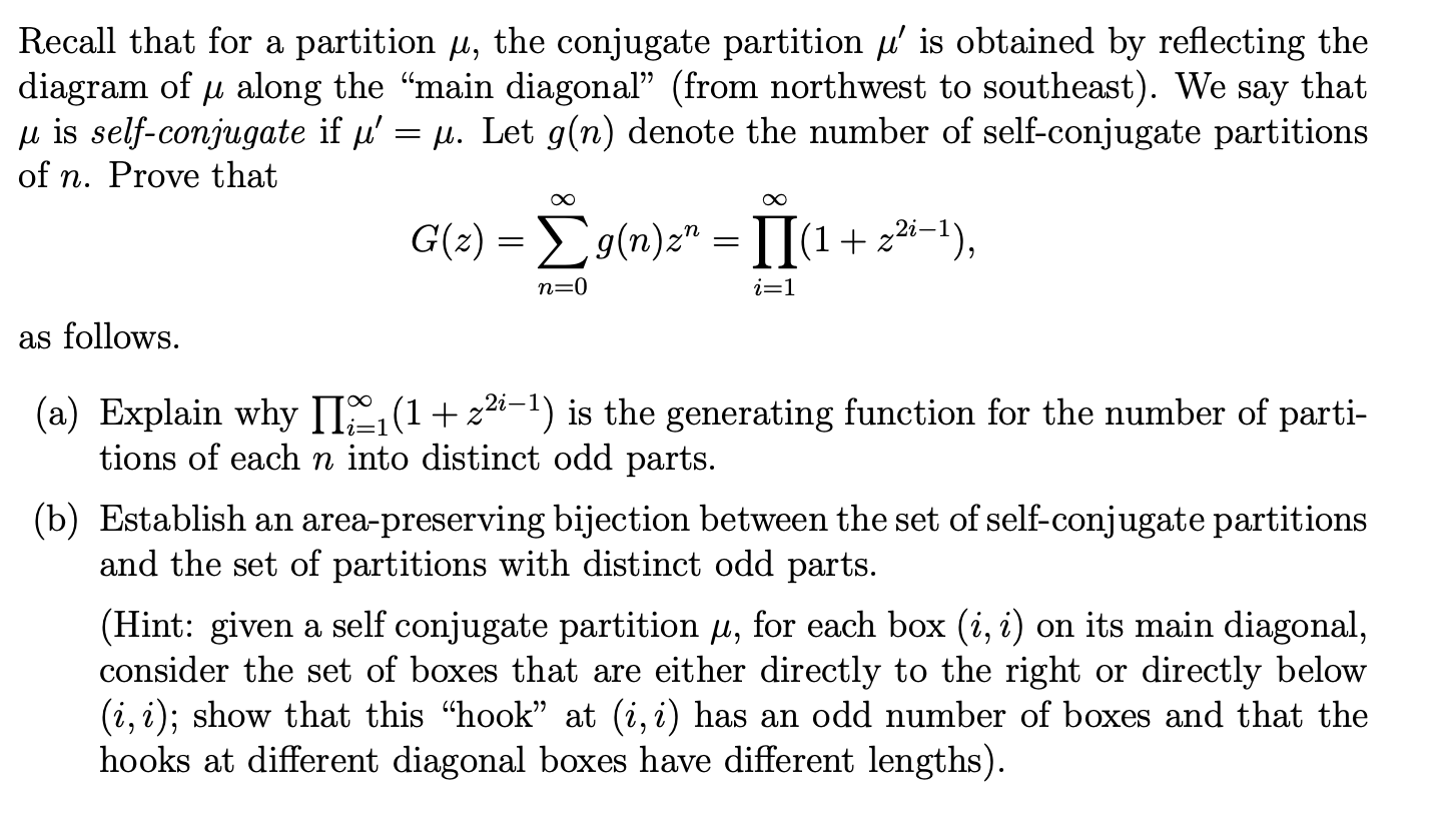 Recall that for a partition μ, the conjugate | Chegg.com