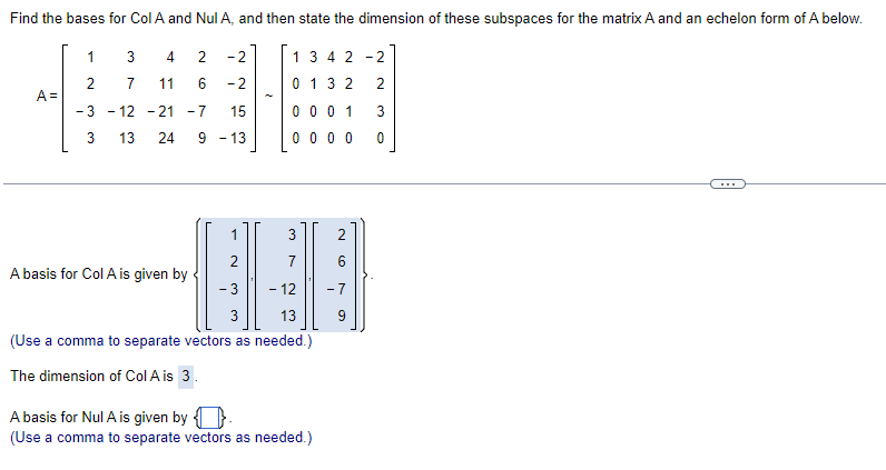 Solved Q6 ASAP Help please.Find the basis for Nul A. I | Chegg.com