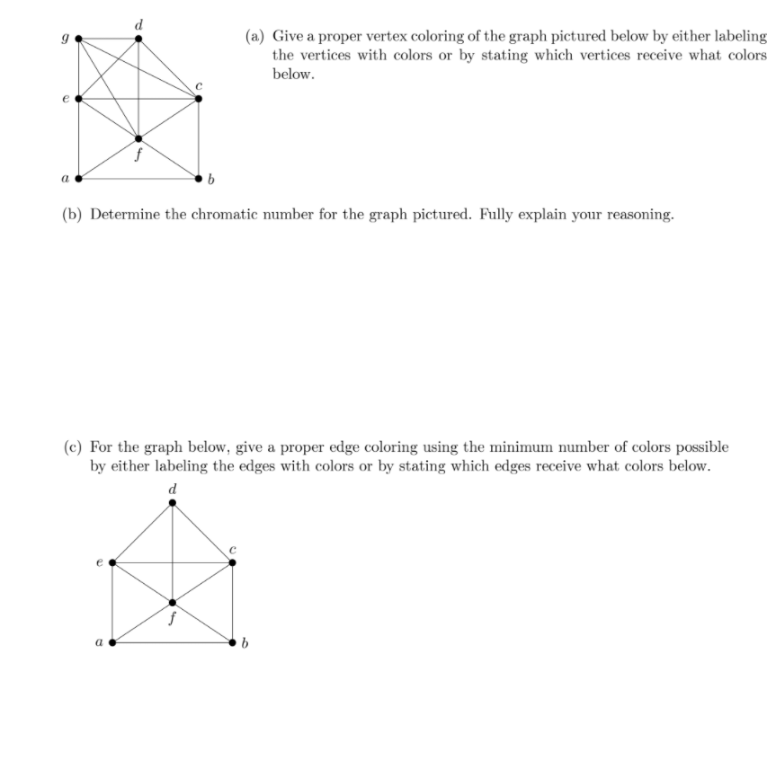 Solved d g (a) Give a proper vertex coloring of the graph | Chegg.com