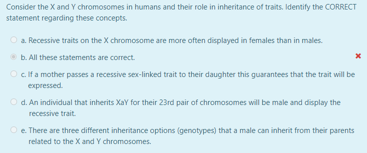 Solved Consider the X and Y chromosomes in humans and their | Chegg.com