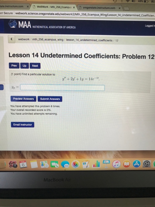 Solved xWeBWork: Mth,256 Ecampusxoregonstate.ins ot Secure | Chegg.com