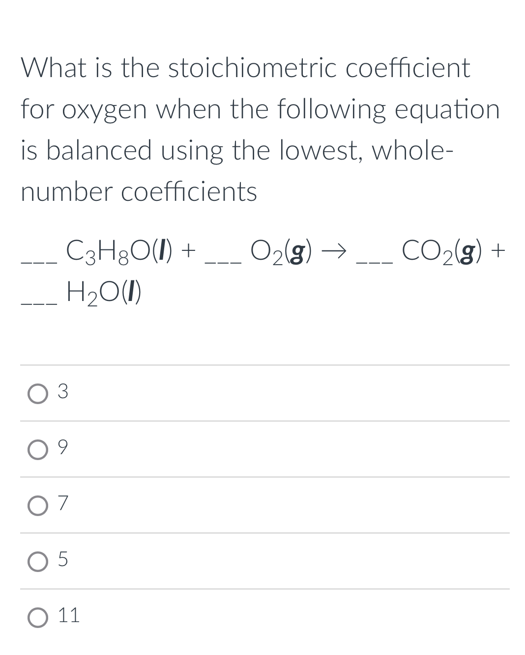 Solved What is the stoichiometric coefficient for oxygen | Chegg.com