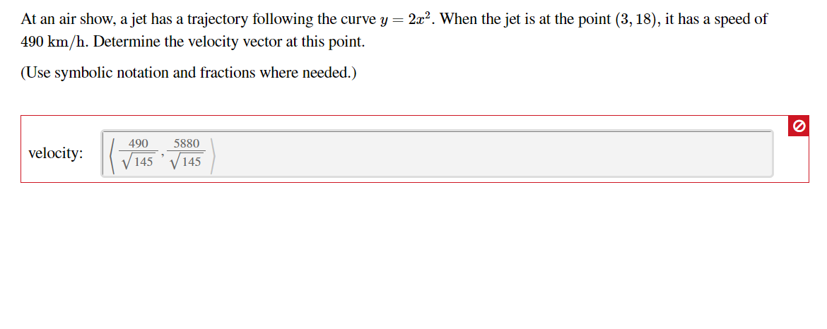 Solved At an air show, a jet has a trajectory following the | Chegg.com