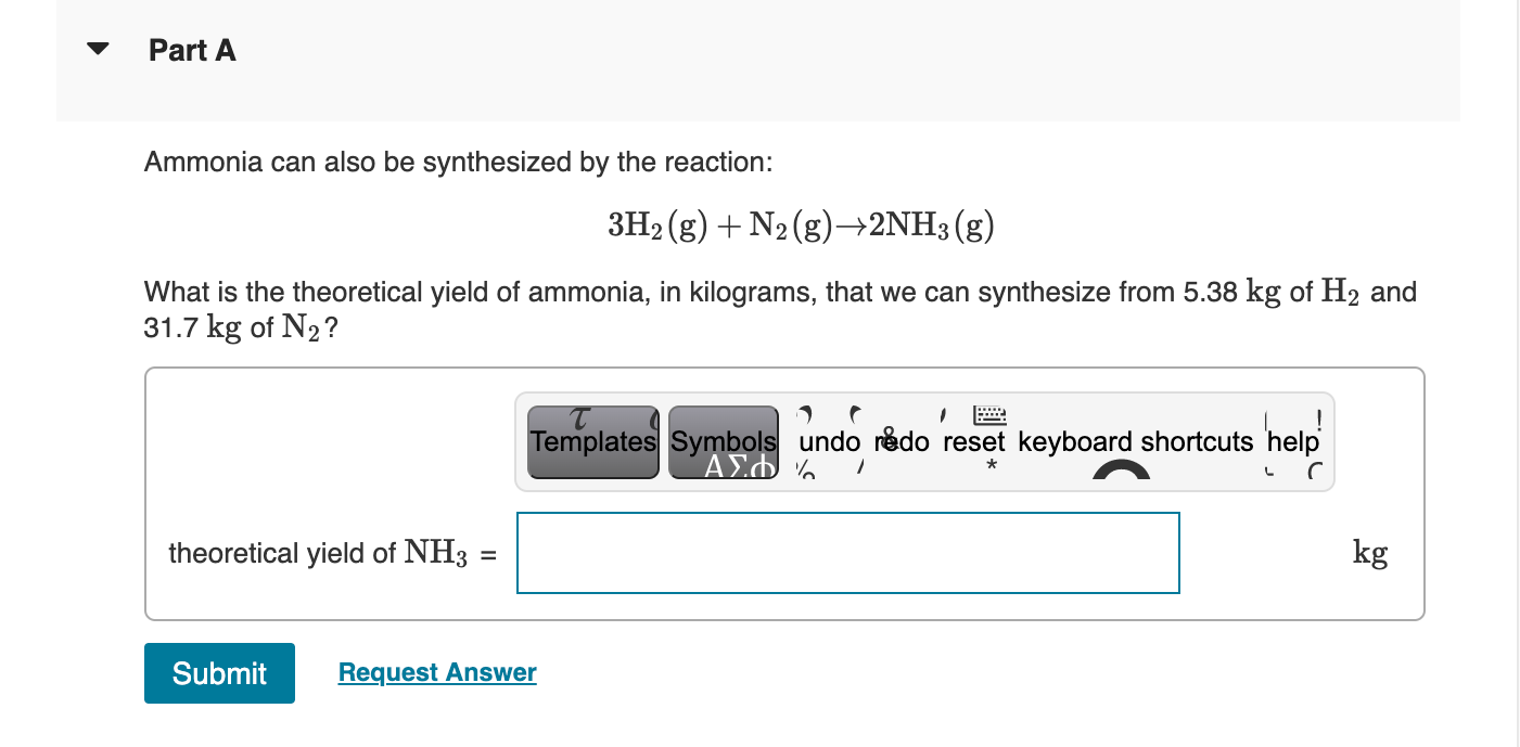 Solved Ammonia can also be synthesized by the | Chegg.com