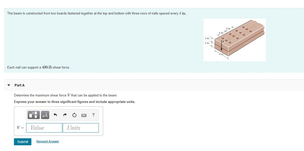 Solved The beam is constructed from two boards fastened | Chegg.com