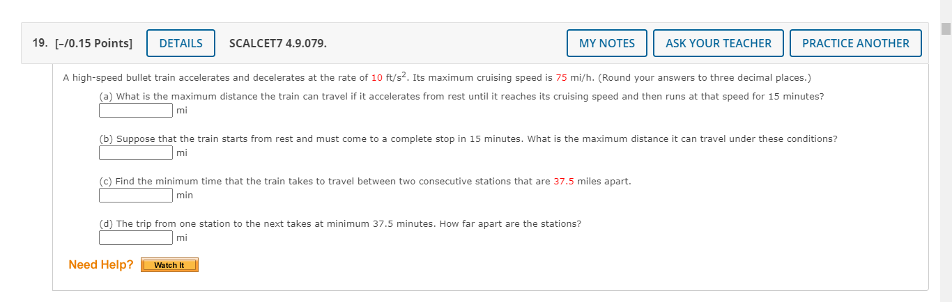 Solved 19. [-70.15 Points] DETAILS SCALCET7 4.9.079. MY | Chegg.com