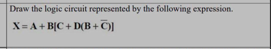 Solved Draw the logic circuit represented by the following | Chegg.com