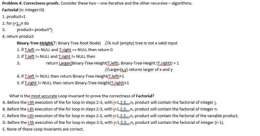 Solved Problem 4: Correctness proofs. Consider these two-one | Chegg.com