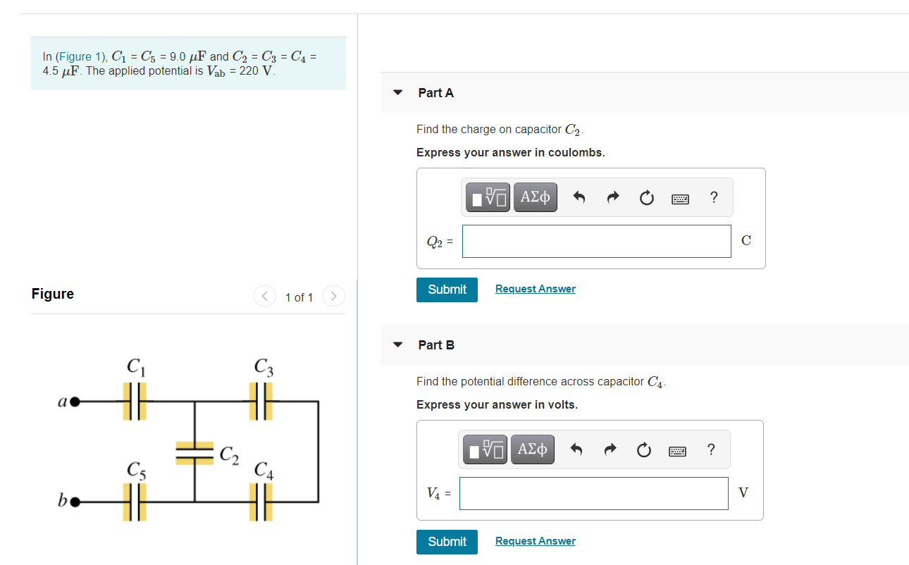 Solved In (Figure 1), C1 = C5 = 9.0 uF and C2 = C3 = C4 = | Chegg.com