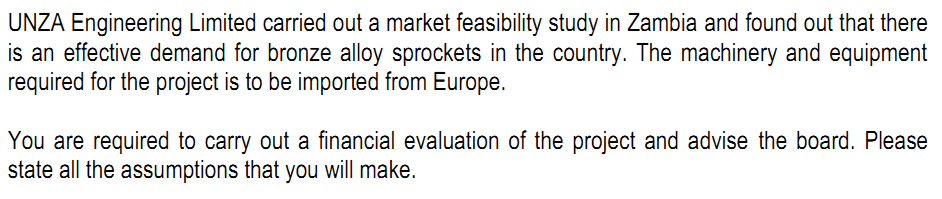 Solved UNZA Engineering Limited carried out a market | Chegg.com