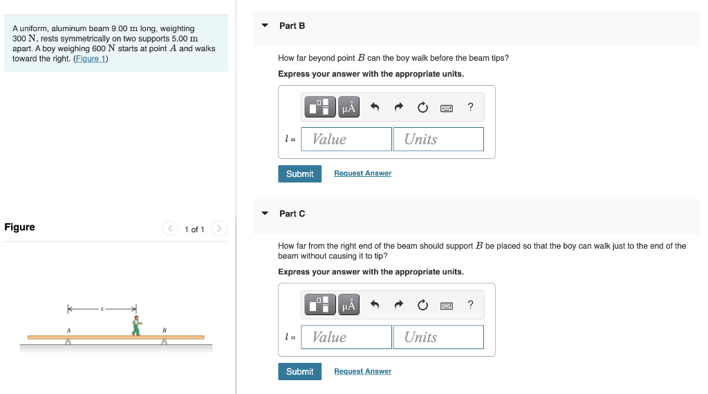 Solved A uniform, aluminum beam 9.00 m long, weighting Part | Chegg.com