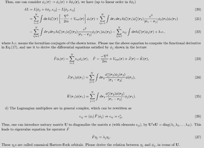 Exercise 2. Hartree-Fock Approximation (15+15+10+10 | Chegg.com