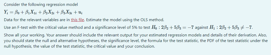 Solved Consider the following regression model Y; = Bo + | Chegg.com