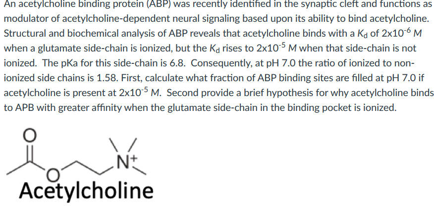 Solved An acetylcholine binding protein (ABP) was recently | Chegg.com