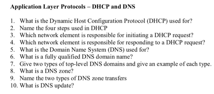 Solved Application Layer Protocols-DiICP and DNS 1. What is | Chegg.com