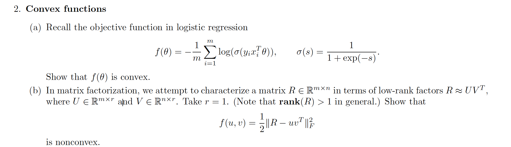 2. Convex functions (a) Recall the objective function | Chegg.com