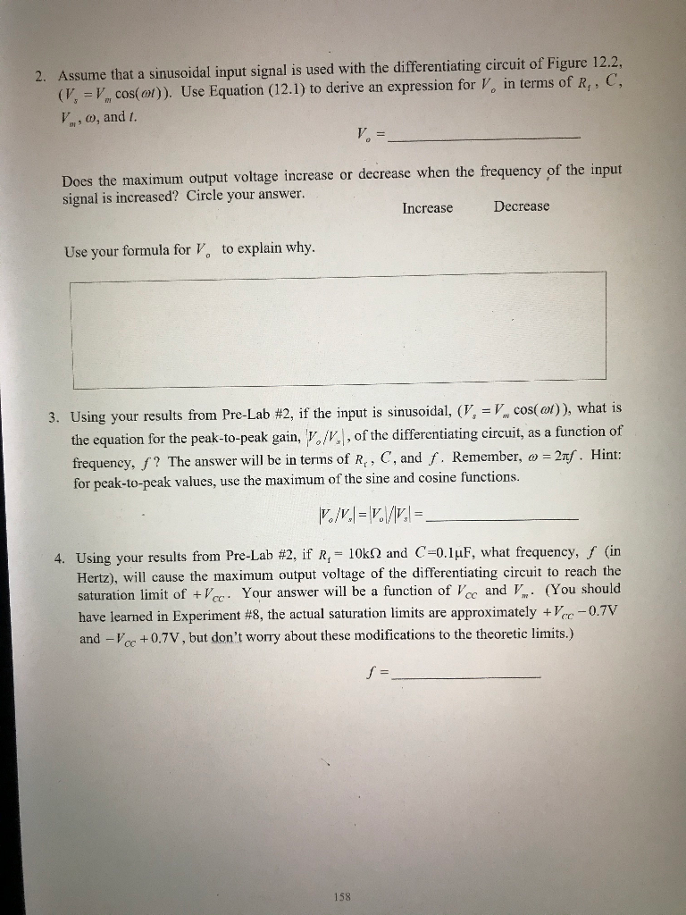 Solved EEE202 Experiment #12: DIFFERENTIATING AND | Chegg.com