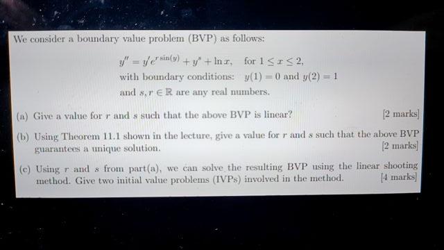 Solved We consider a boundary value problem (BVP) as | Chegg.com