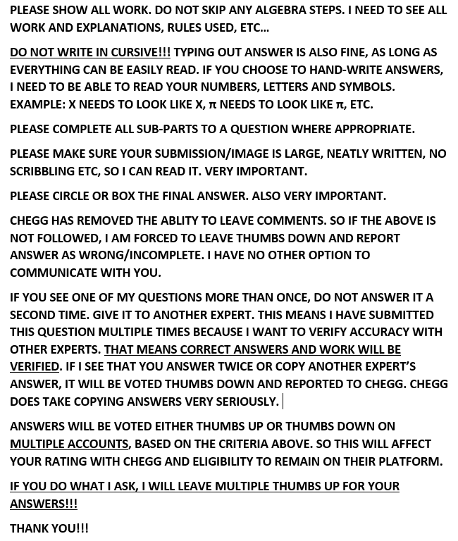 Solved WORK AND EXPLANATIONS, RULES USED, ETC... DO NOT | Chegg.com