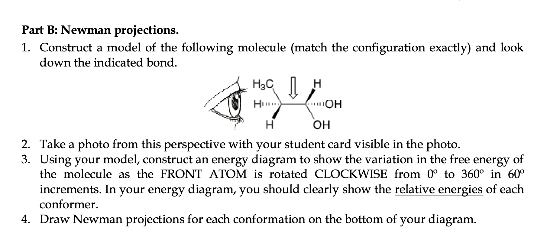 Solved Part B: Newman projections. 1. Construct a model of | Chegg.com