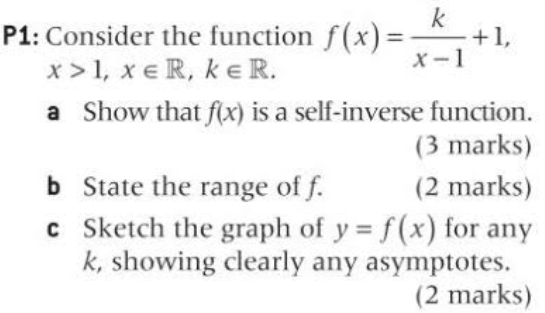 Solved P1: Consider the function f(x)=kx-1+1,x>1,xinR,kinR.a | Chegg.com