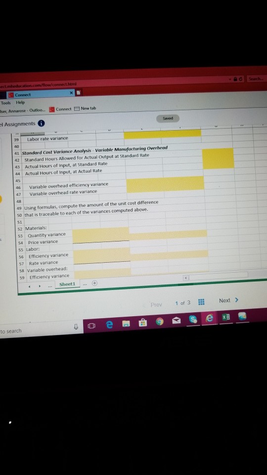 Solved Help Save&Exit Subrri Variance Analysis using Excel's | Chegg.com