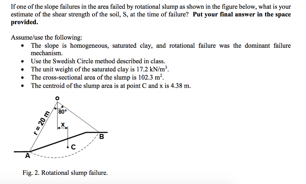Solved If one of the slope failures in the area failed by | Chegg.com