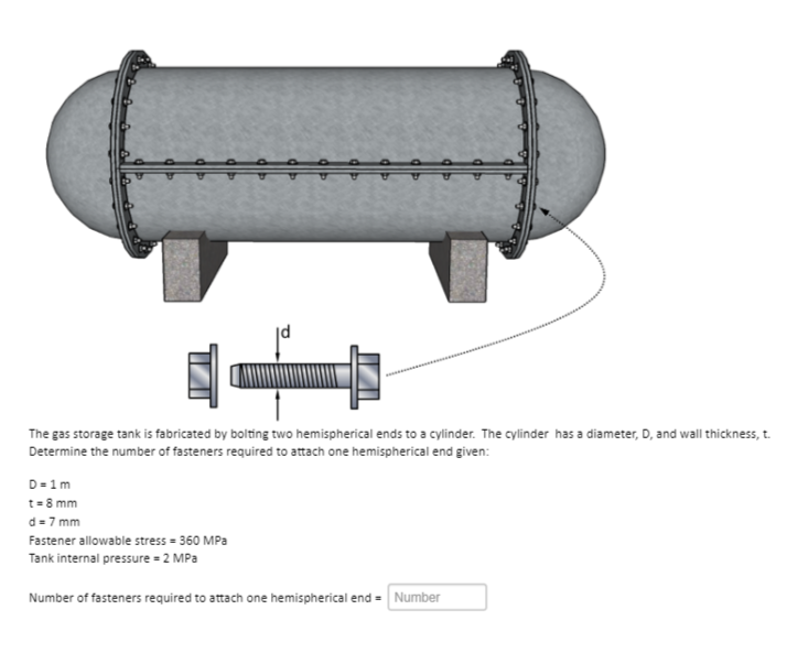 Solved The gas storage tank is fabricated by bolting two | Chegg.com