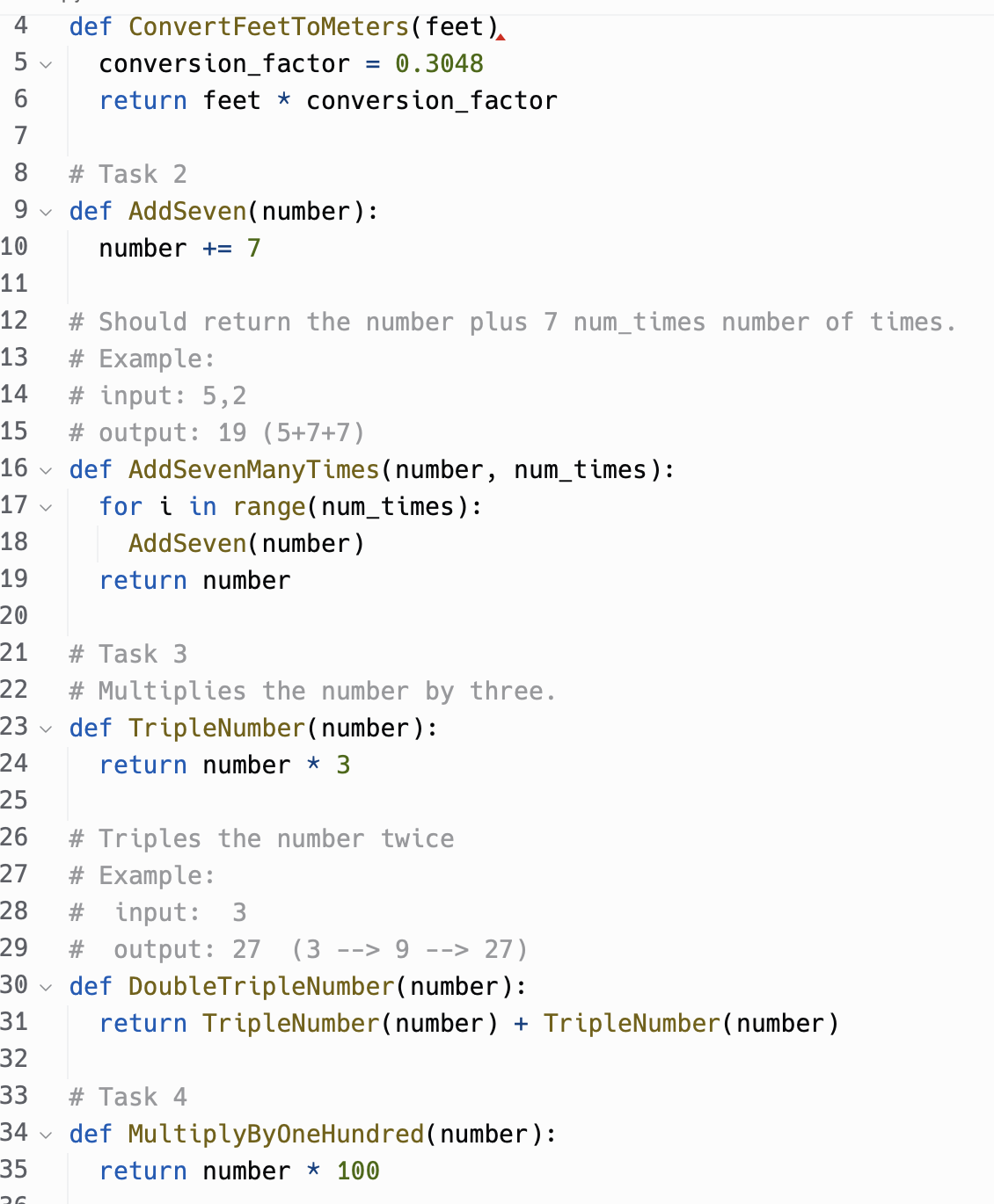 Solved def ConvertFeetToMeters(feet), conversion_factor | Chegg.com