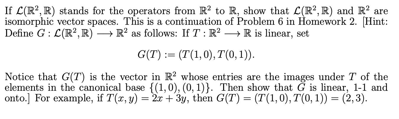 Solved If L(R2,R) stands for the operators from R2 to R, | Chegg.com