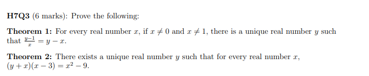 Solved H7Q3 (6 marks): Prove the following: Theorem 1: For | Chegg.com