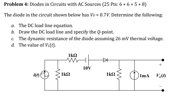 Solved Problem 4: Diodes in Circuits with AC Sources (25 | Chegg.com