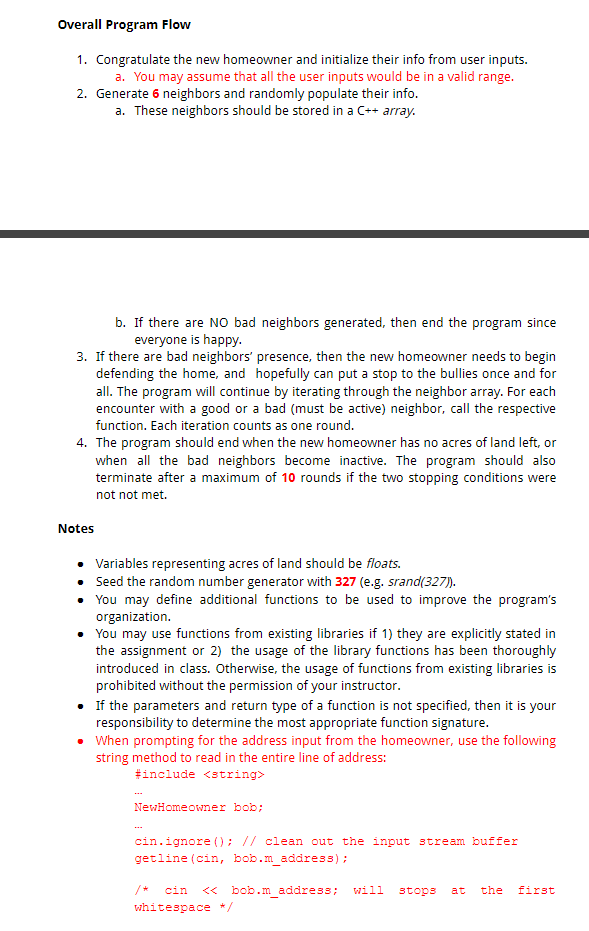 Solved Specifications In your program, you will create | Chegg.com