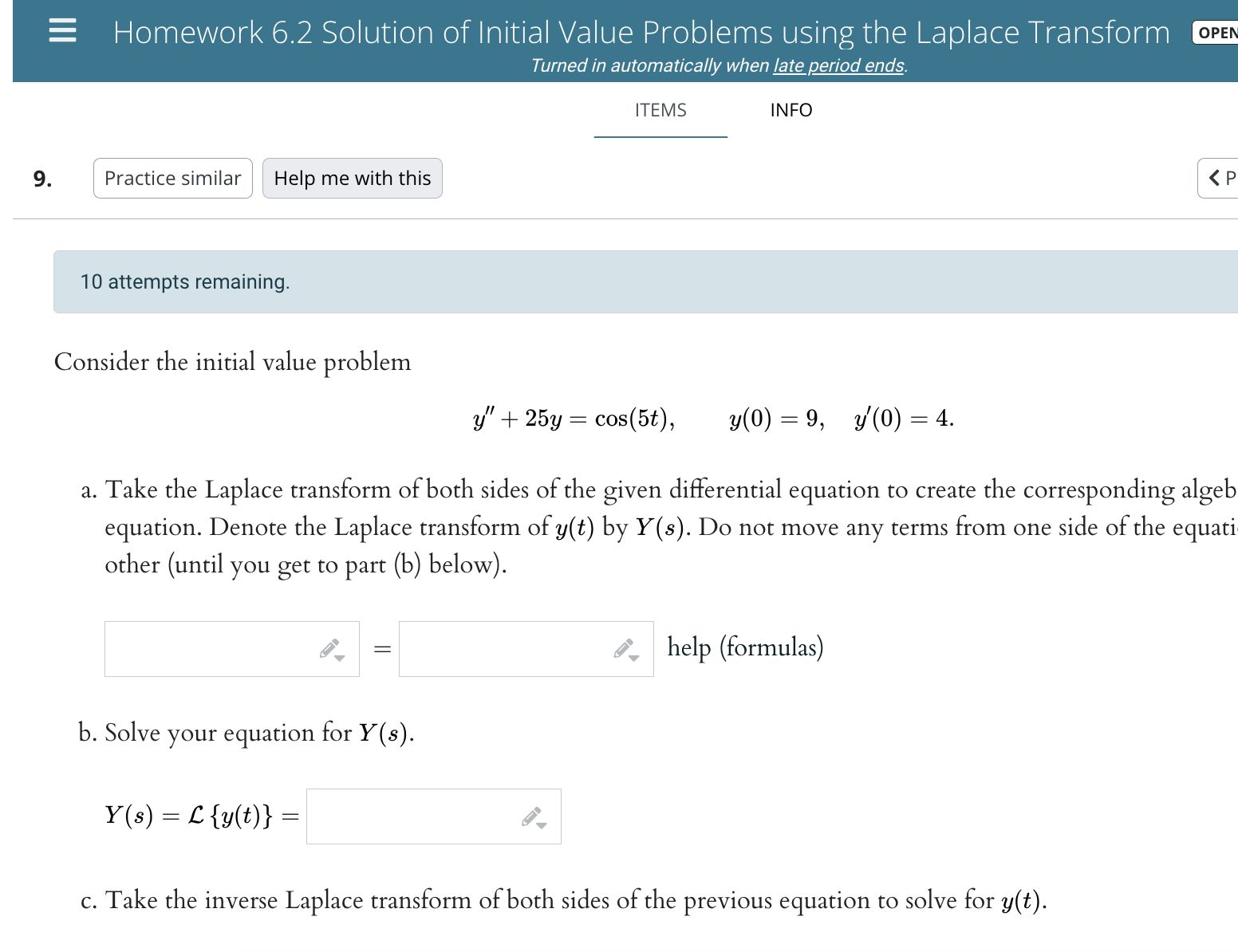 Homework 6.2 Solution of Initial Value Problems using | Chegg.com