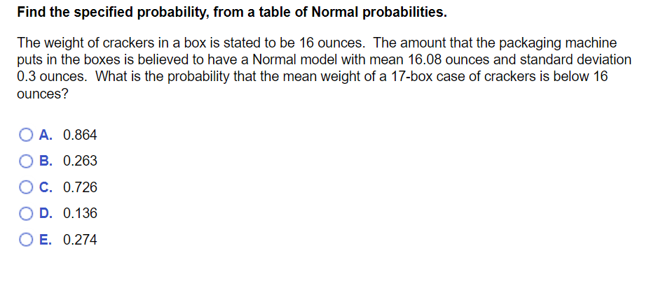Solved Find the specified probability, from a table of | Chegg.com