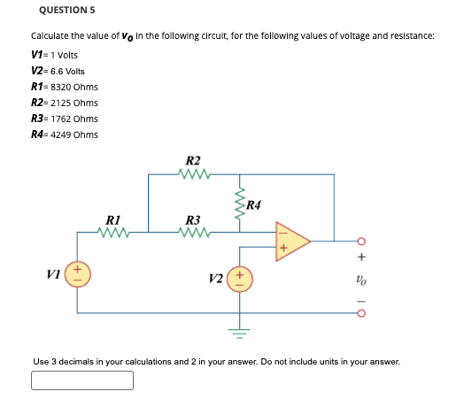 Solved QUESTION 5Calculate the value of v0 in ﻿the following | Chegg.com