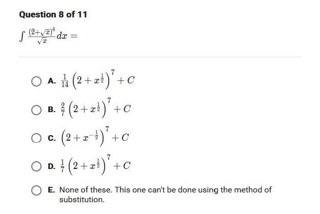 Solved code class="asciimath">Question 8 ﻿of 11 \int | Chegg.com