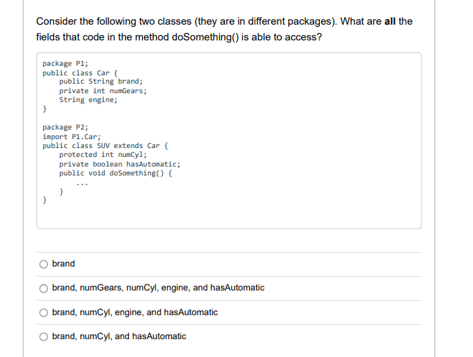 Solved Consider the following two classes (they are in | Chegg.com