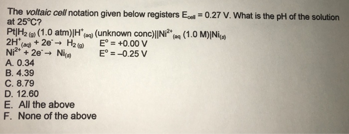 Solved The voltaic cell notation given below registers | Chegg.com