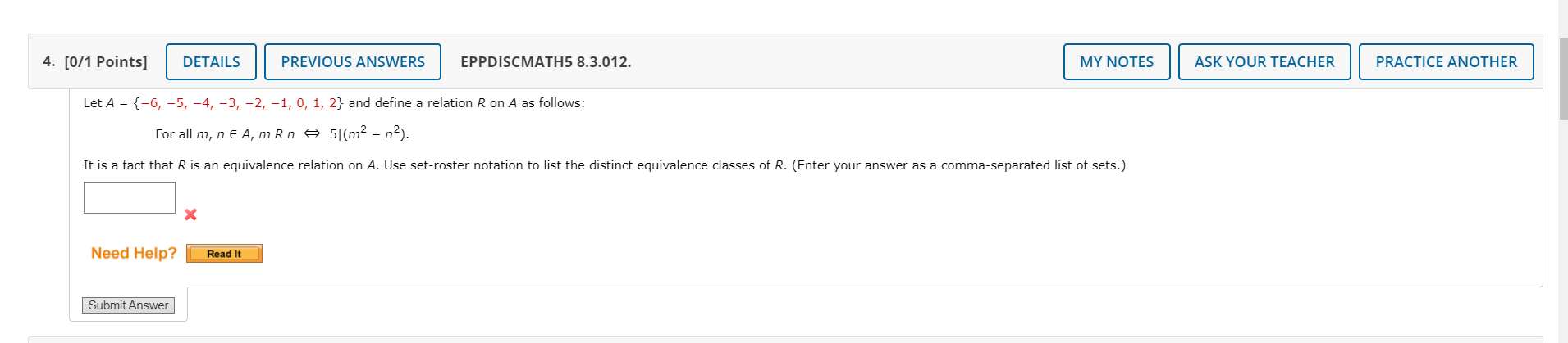 Solved 4. [0/1 Points] DETAILS PREVIOUS ANSWERS EPPDISCMATH5 | Chegg.com
