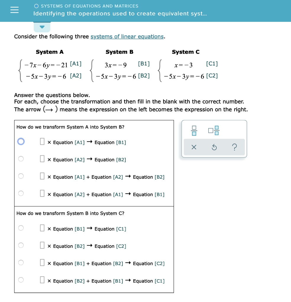 Solved O SYSTEMS OF EQUATIONS AND MATRICES Identifying the | Chegg.com