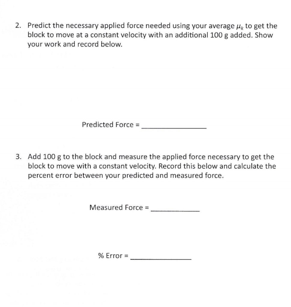 Solved Static and Kinetic Friction Observation sheet Part | Chegg.com