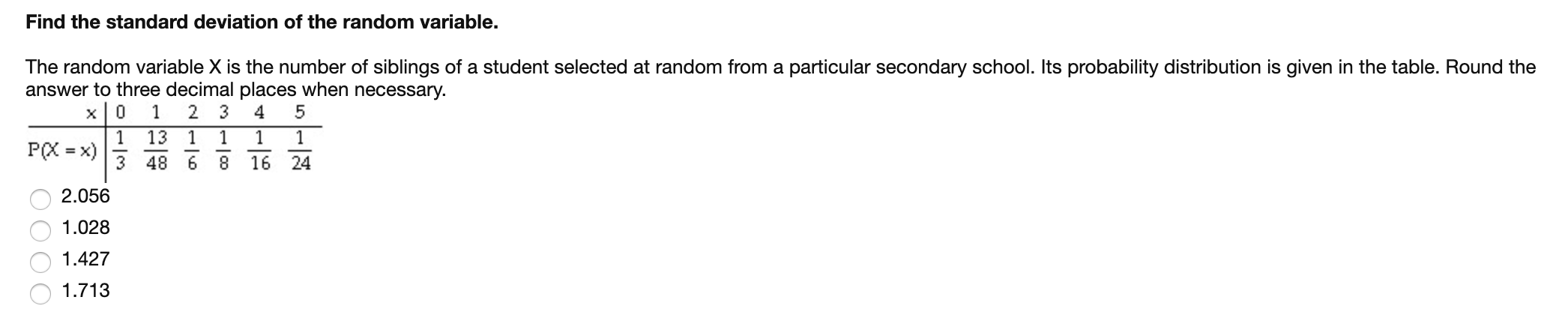 Solved Find The Standard Deviation Of The Random Variable