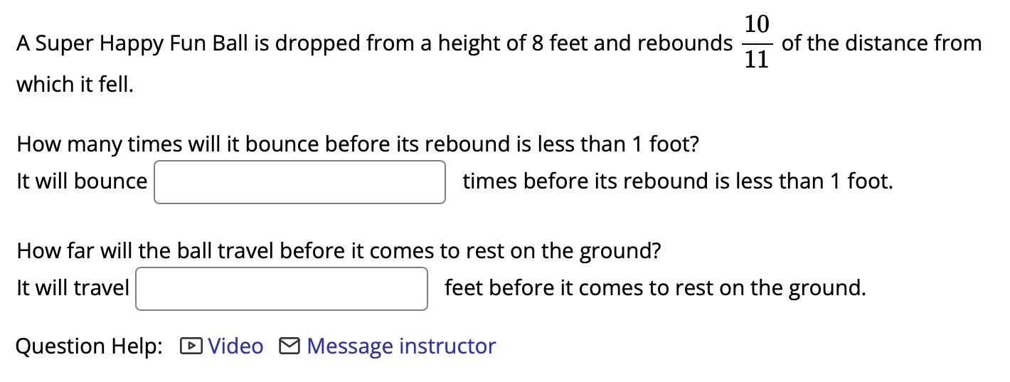 Solved A Super Happy Fun Ball is dropped from a height of 8 | Chegg.com