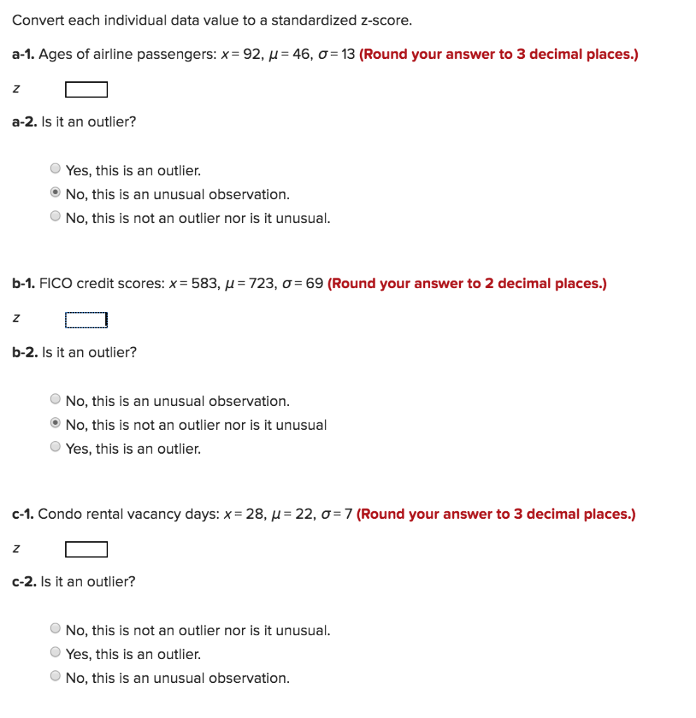 Solved Convert each individual data value to a standardized | Chegg.com