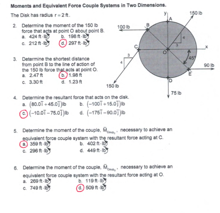 Solved Moments and Equivalent Force Couple Systems in Two | Chegg.com