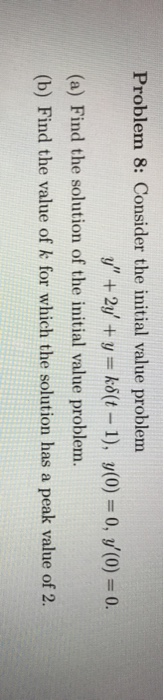 Solved Problem 8: Consider the initial value problem y" + | Chegg.com