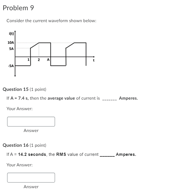 Solved Consider the current waveform shown below: Question | Chegg.com
