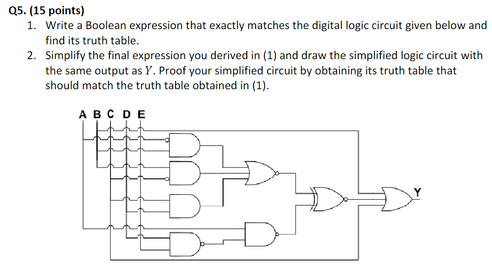 Solved Q5. (15 points) 1. Write a Boolean expression that | Chegg.com